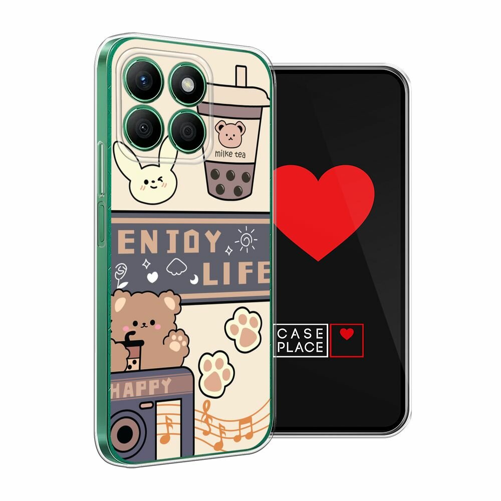 Силиконовый чехол на Honor X8B / Хонор X8B с принтом "Enjoy life 1" — фото 1