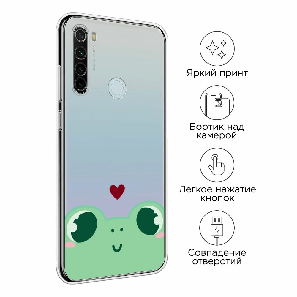 Чехол на Xiaomi Redmi Note 8T / Сяоми Редми Нот 8Т с принтом "Влюблённая лягушка - 14 февраля", прозрачный — фото 1