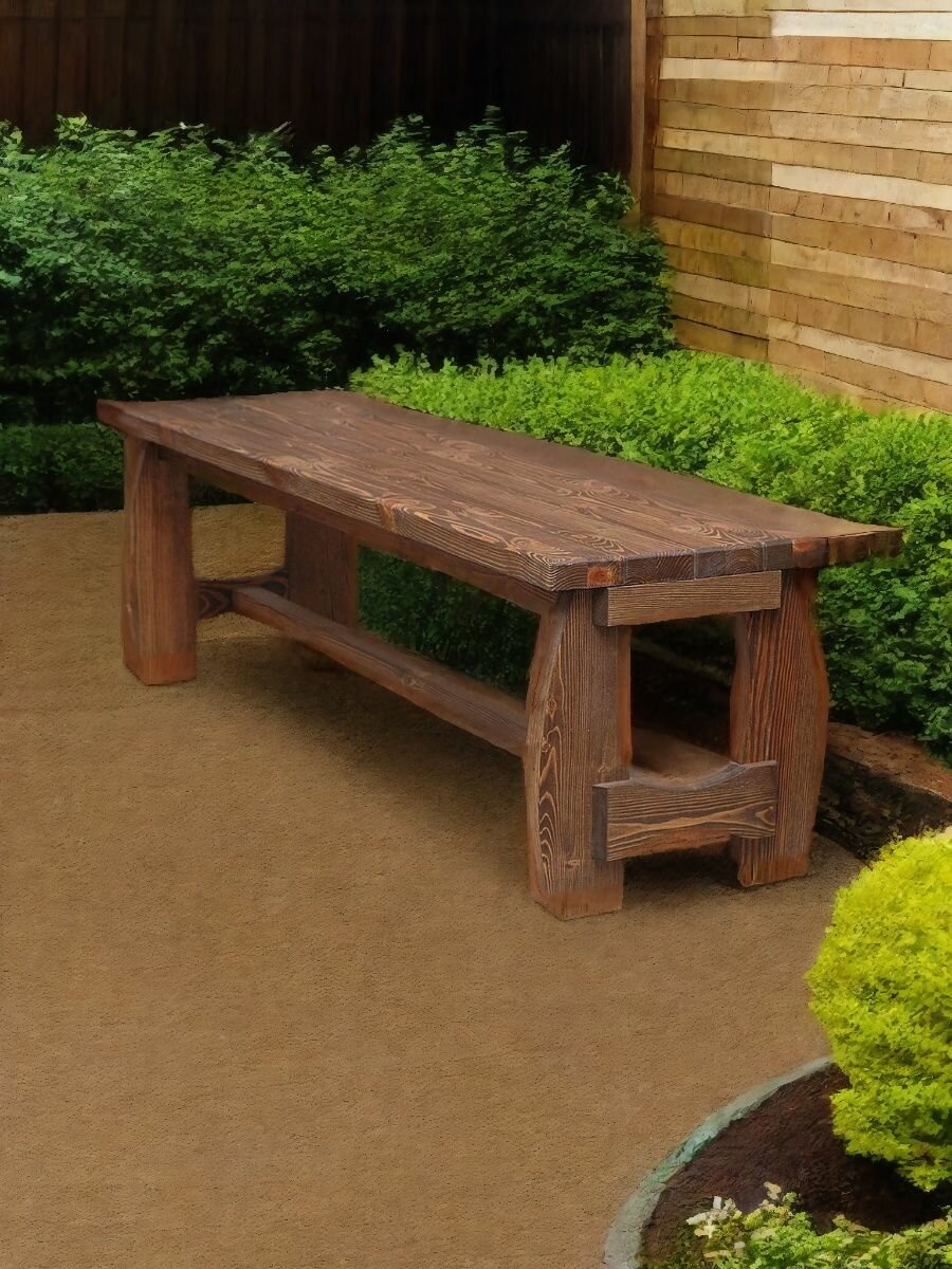 Лавка деревянная Ирбея №13 160х41х45 см. натуральное дерево, массив сосны