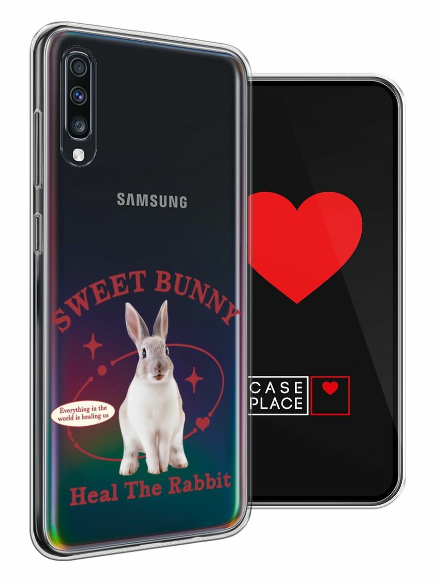 Чехол на Samsung Galaxy A70 / Самсунг Галакси А70 с принтом "Heal the rabbit", прозрачный — фото 1