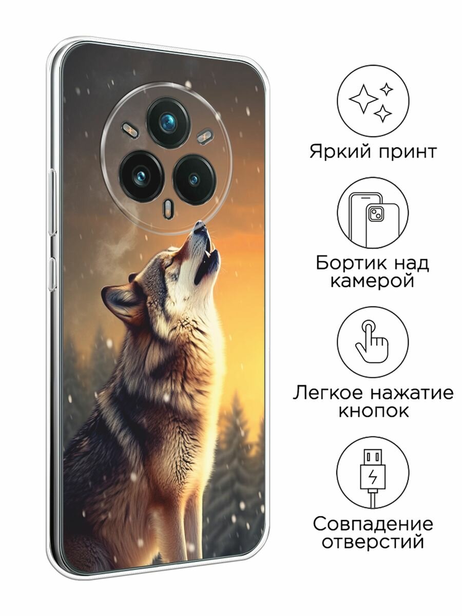 Чехол на Realme 14 Pro / Реалми 14 Про с принтом "Воющий волк" — фото 1