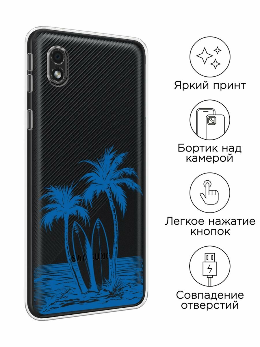 Чехол на Samsung Galaxy A01 Core / Самсунг Галакси А01 Core с принтом "Сёрфинг на островах 1", прозрачный — фото 1
