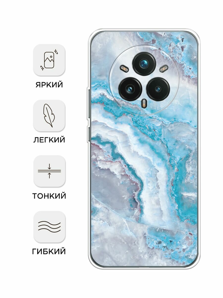 Чехол на Realme 14 Pro / Реалми 14 Про с принтом "Нежно-голубой мрамор" — фото 1
