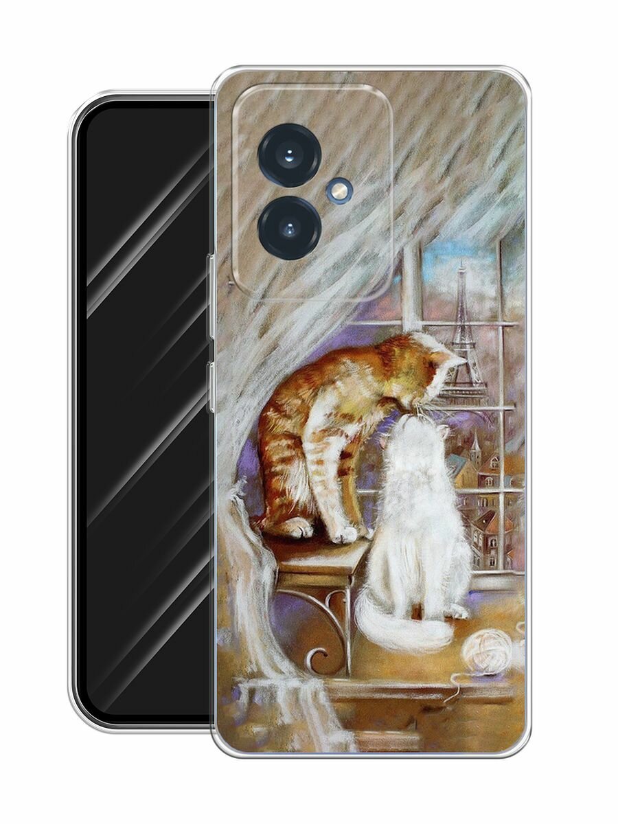Чехол на Honor 100 / Хонор 100 с принтом "Влюбленные котики 1" — фото 1