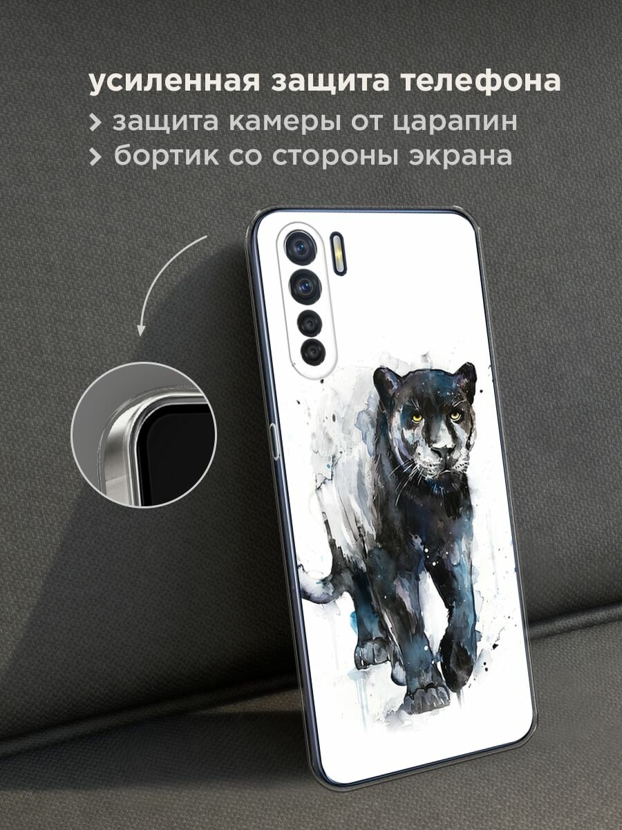 Чехол на Oppo A91/Reno 3 / Оппо A91/Рено 3 с принтом "Пантера арт 3" — фото 1