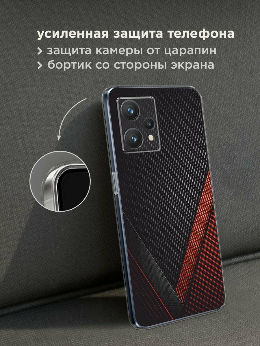 Чехол на Realme 9 4G/9 Pro Plus / Реалми 9 4G/9 Pro Plus с принтом "Красный карбон" — фото 1