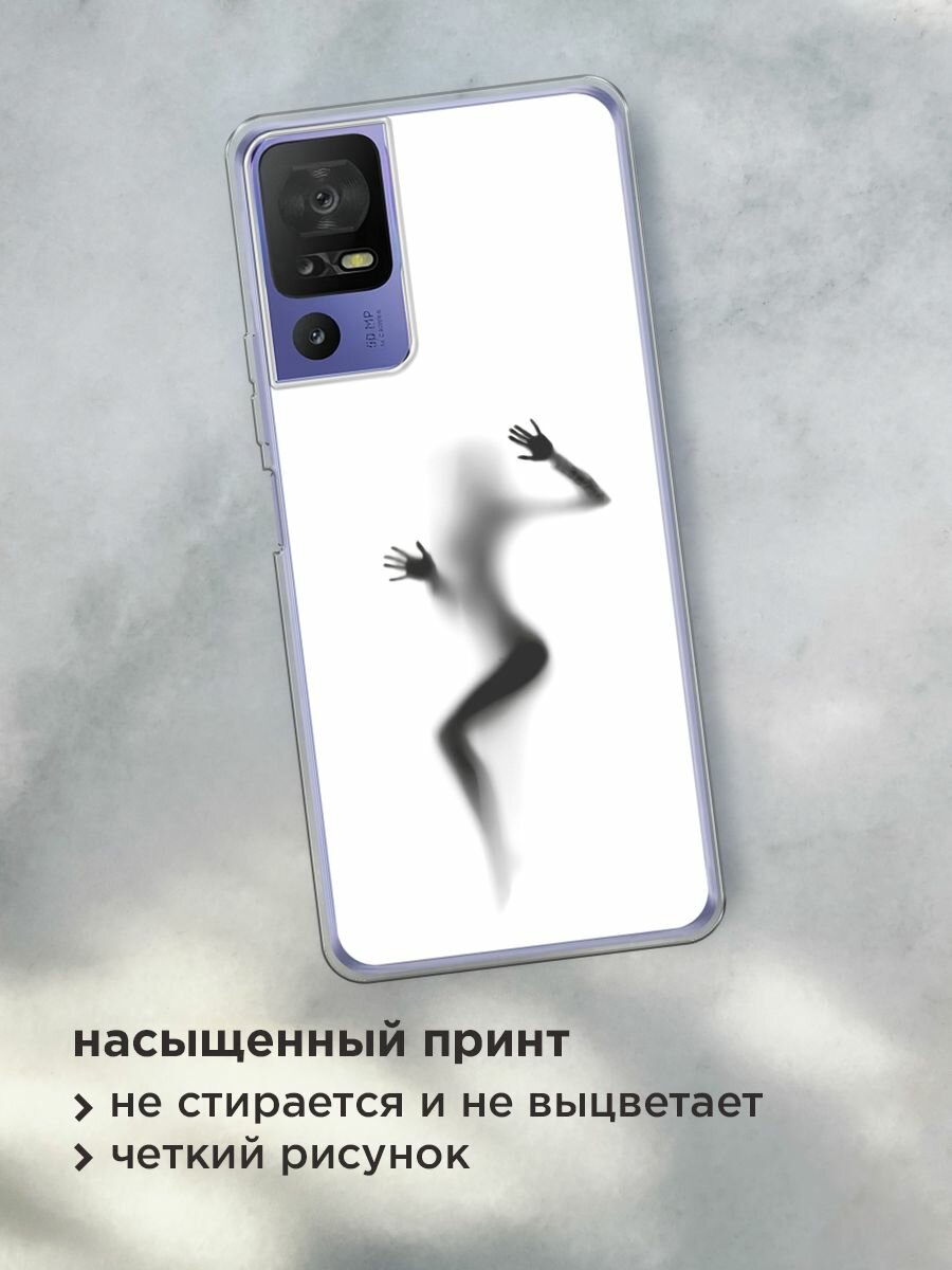 Силиконовый чехол на TCL 40 SE / ТСЛ 40 SE с принтом "Девушка в душе" — фото 1