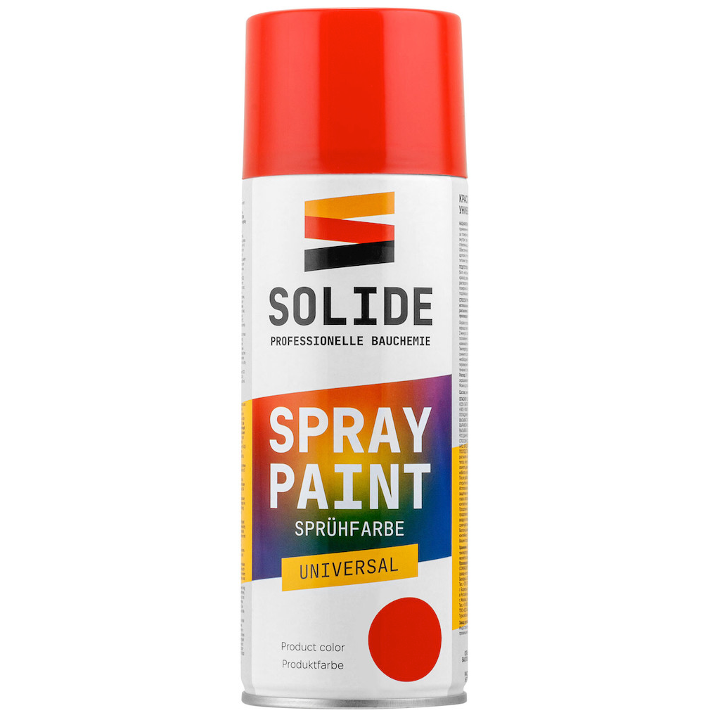 Краска-эмаль аэрозольная акриловая в баллончике универсальная красный SOLIDE 400 мл (SL-27516-1)