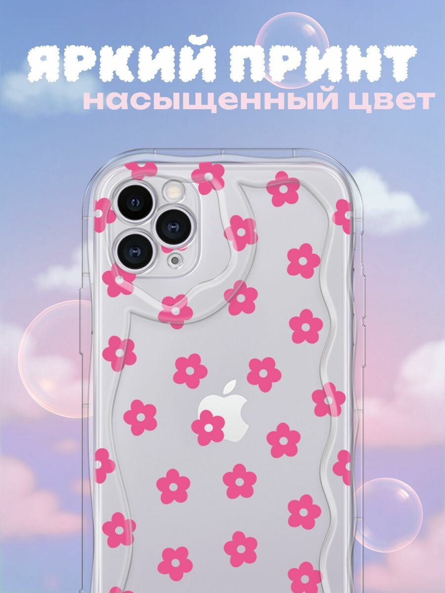 Чехол на Apple iPhone 11 Pro / Айфон 11 про с принтом "Розовые цветы паттерн" — фото 1