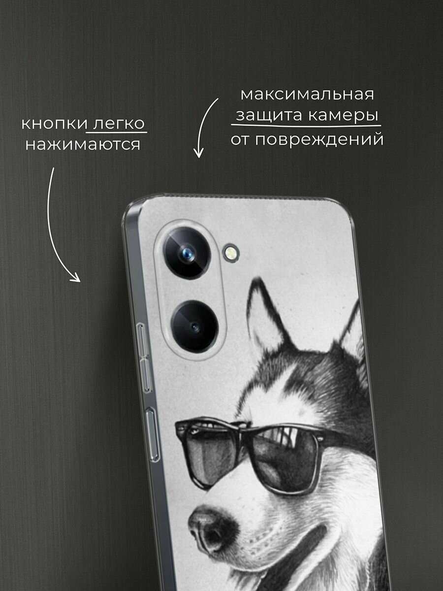 Чехол на Realme 10 Pro / Реалми 10 Про с принтом "Крутой Хаске" — фото 1