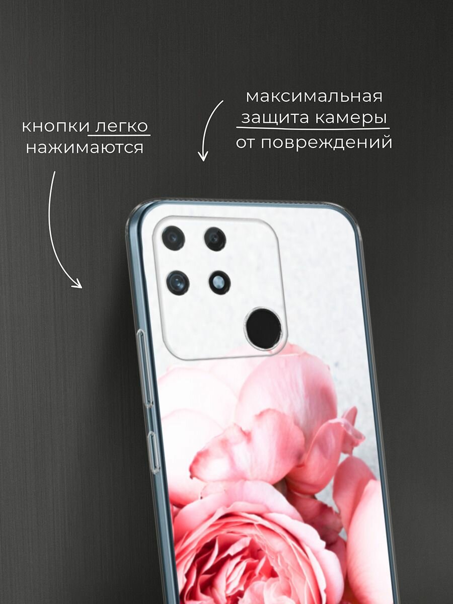 Чехол на Realme Narzo 50A / Реалми Нарзо 50A с принтом "Пионы на белом" — фото 1