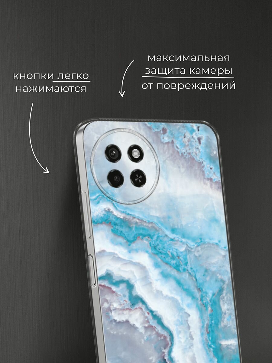 Чехол на Itel S23 / Ител S23 с принтом "Нежно-голубой мрамор" — фото 1