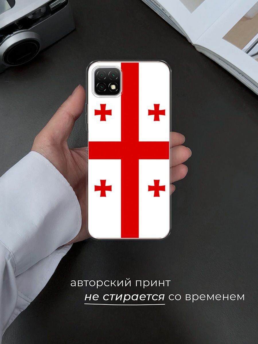 Силиконовый чехол на Wiko T3 / Вико Т3 с принтом "Флаг Грузии" — фото 1