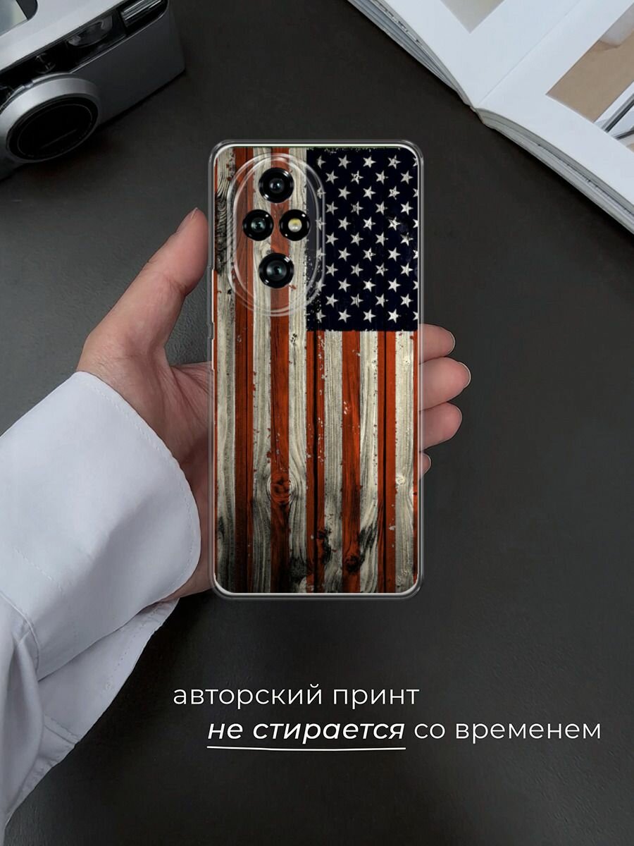 Силиконовый чехол на Honor 200 Pro / Хонор 200 Про с принтом "США" — фото 1