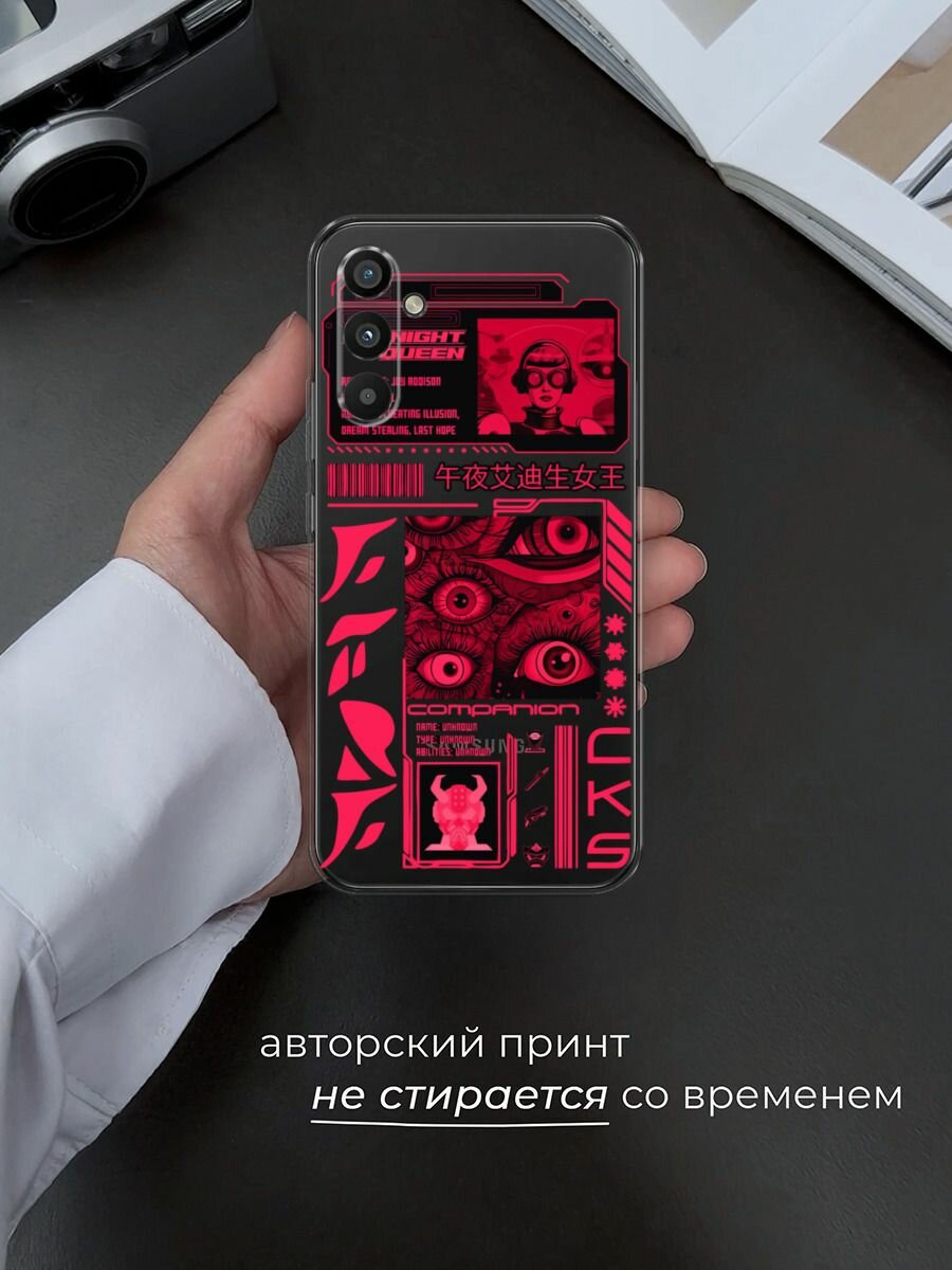 Чехол на Samsung Galaxy A34 / Самсунг A34 с принтом "Mionight queen", прозрачный — фото 1