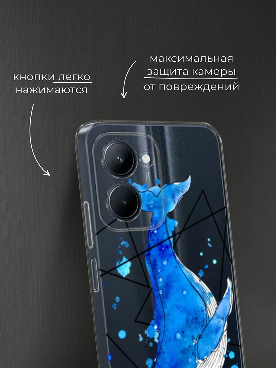 Чехол на Realme C33 / Реалми С33 с принтом "Кит графика", прозрачный — фото 1