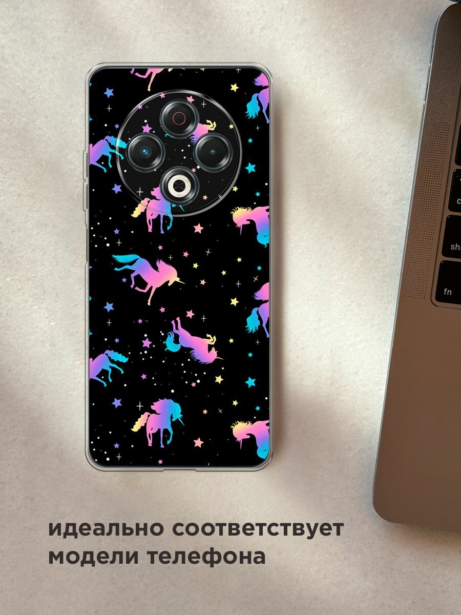 Чехол на Tecno Spark 30 / Текно Спарк 30 с принтом "Единороги градиент" — фото 1
