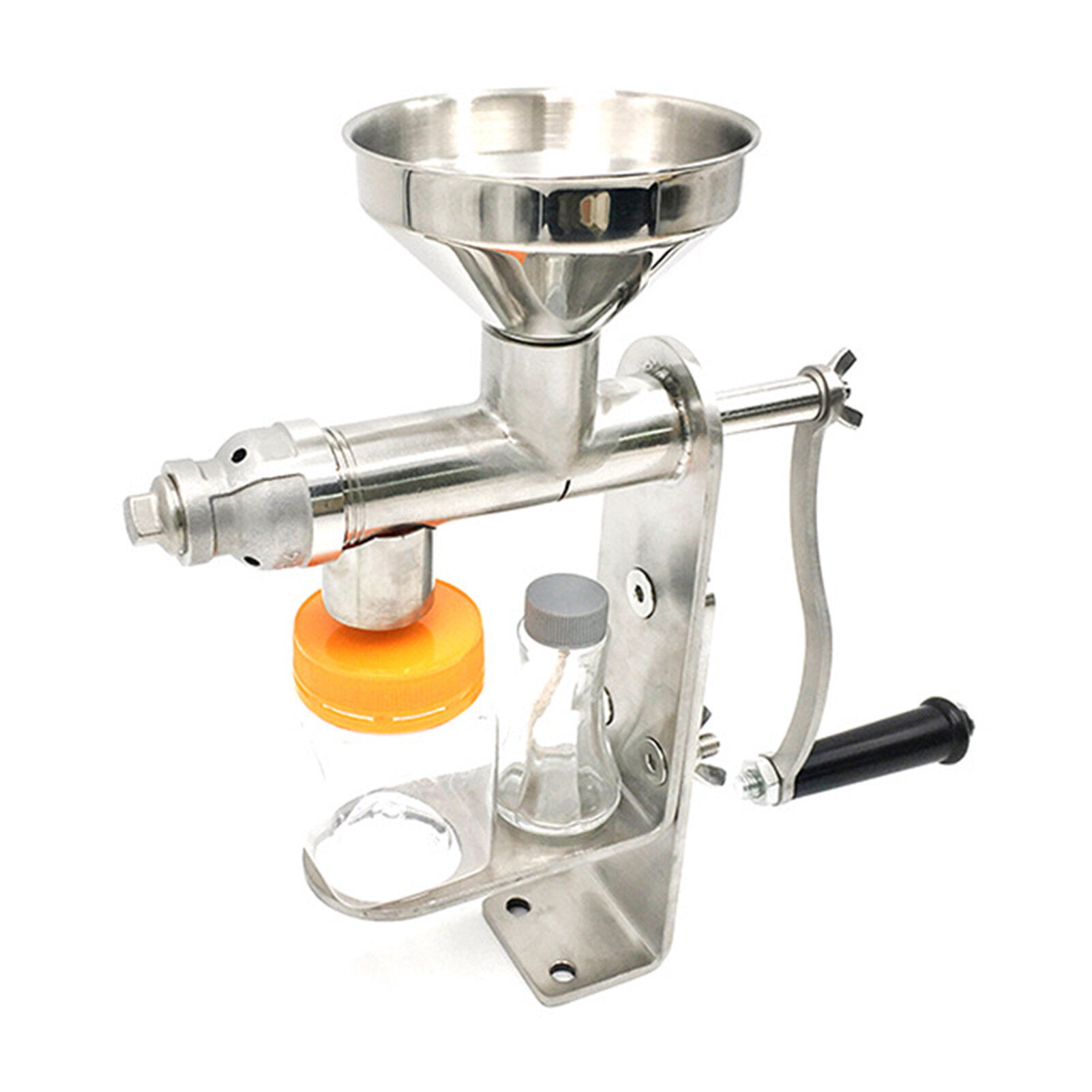 Домашняя ручная прессовая машина для жиров из нутов и семян из нержавеющей стали 304 серебристого цвета с объемом 601-800 мл, максимальным выходом масла 401-600 мл, сока 601-800 мл, скоростью 22001 об/мин, весом 2042 г, габаритами упаковки 31*11*29 см,