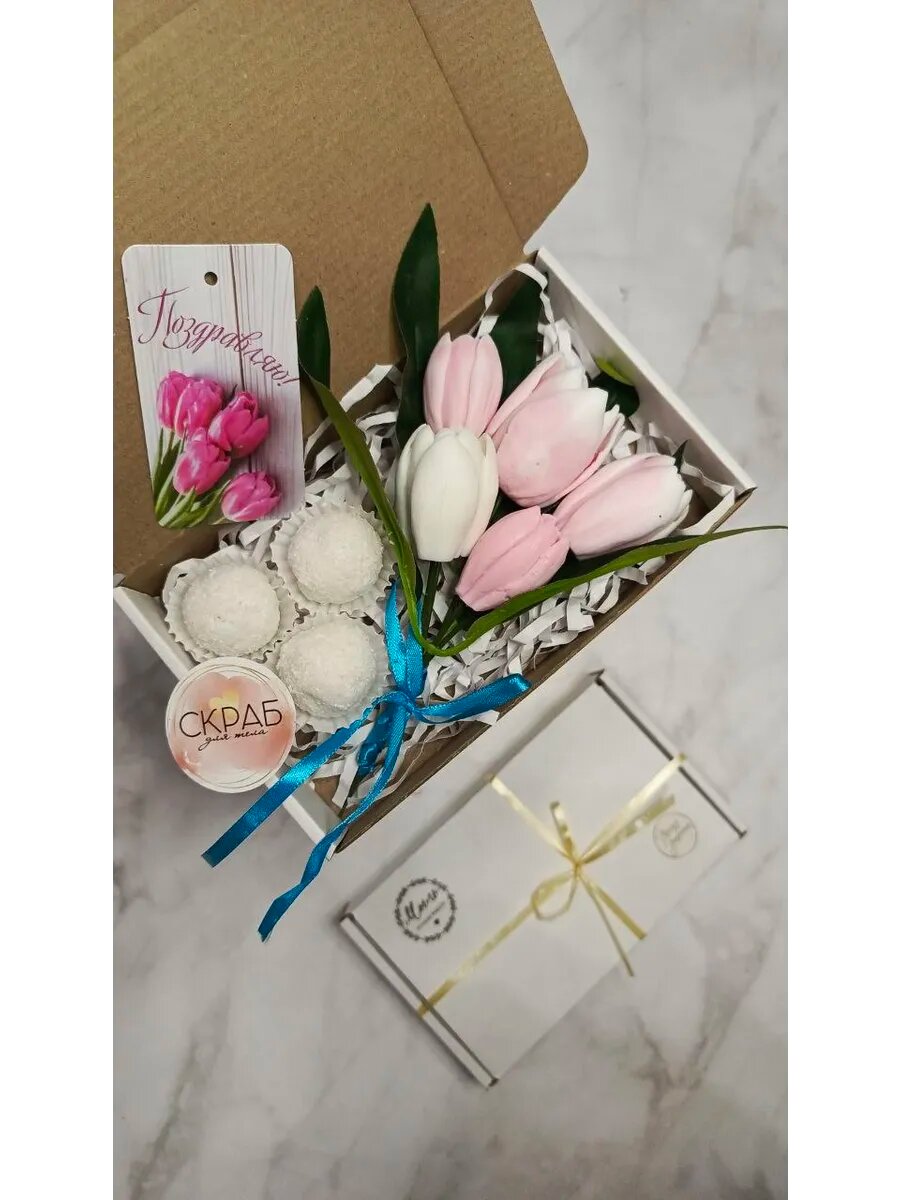 Букет тюльпанов спа набор мыло ручной работы