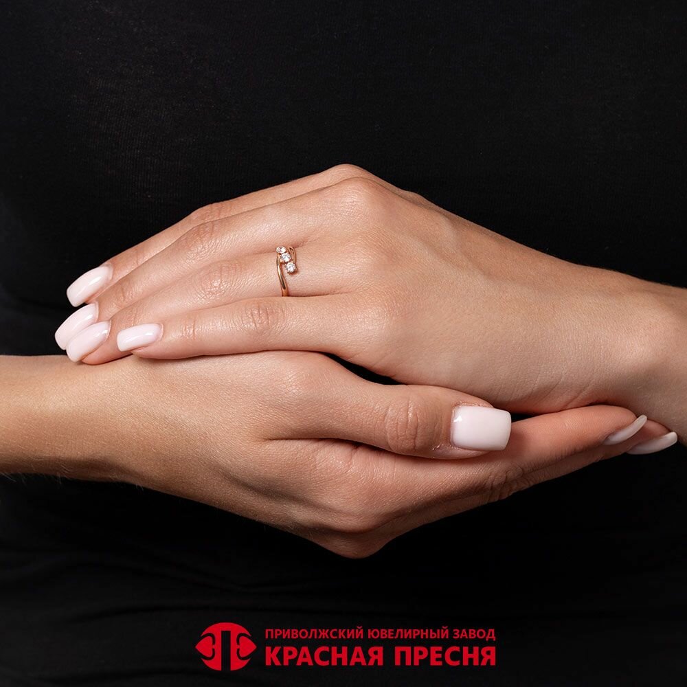 Кольцо дорожка, серебро, 925 проба, золочение, фианит