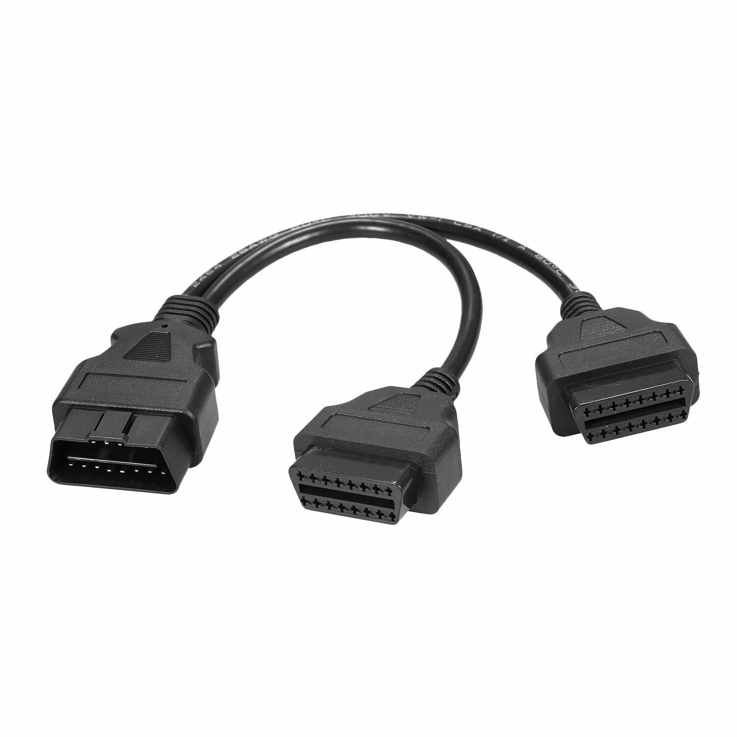 Кабельудлинитель OBDII 16pin Male — Dual Female, совместимый со всеми автомобилями OBDII, 30 см 30CM