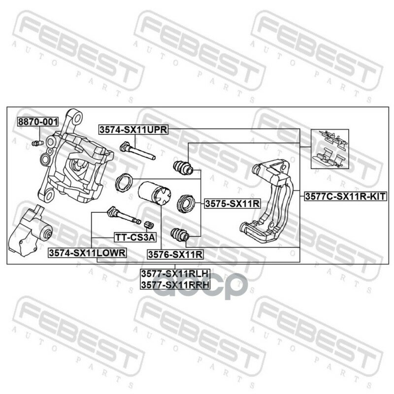 Р/к-кт направляющей суппорта заднего! Geely Coolray SX11 19> Febest арт. 3574SX11LOWR