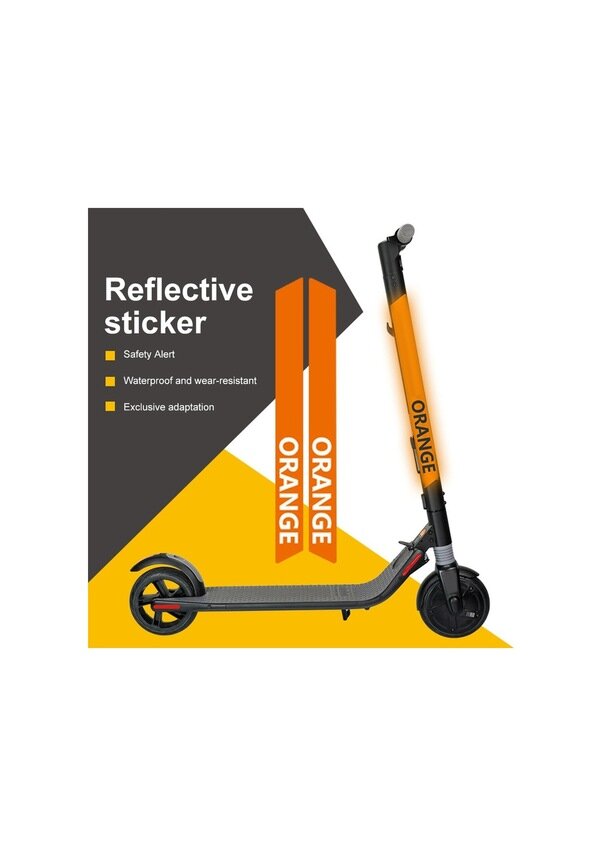 Светоотражающие наклейки из ПВХ для электросамоката Ninebot E22/Es1/Es2/Es4, предупреждающие наклейки для ночного вождения, 2 шт./комплект, с буквенным узором - оранжевые