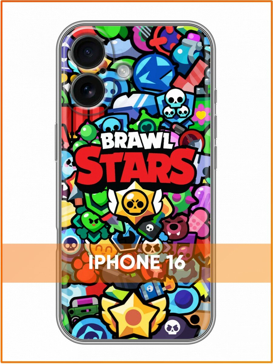 Чехол для Iphone 16 с принтом для мальчиков Brawl Stars (Айфон 16)