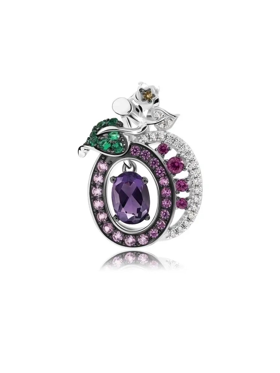 Подвеска, серебро, 925 проба, сапфир синтетический, шпинель, рубин синтетический, фианит, цитрин