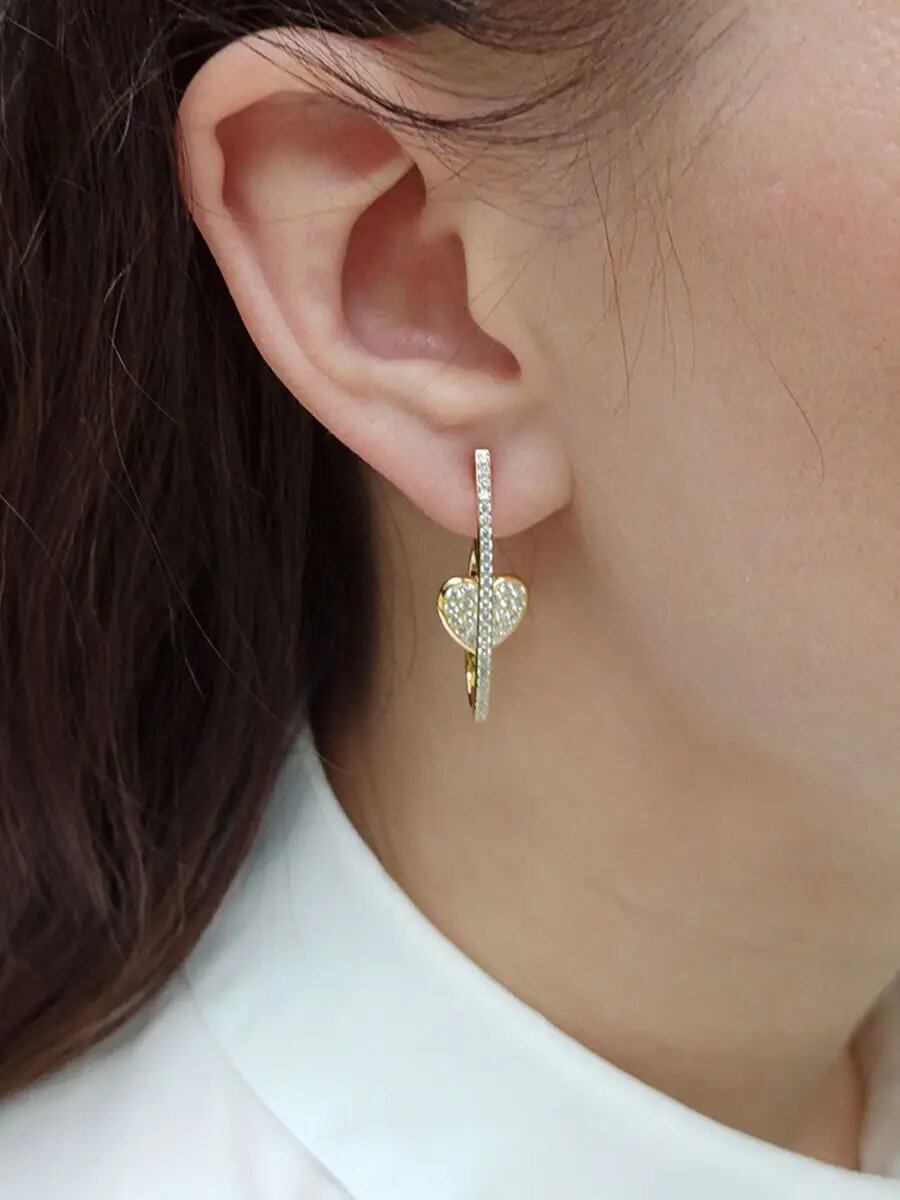 Серьги VALTERA, серебро, 925 проба, золочение, фианит, , золотой — фото 1