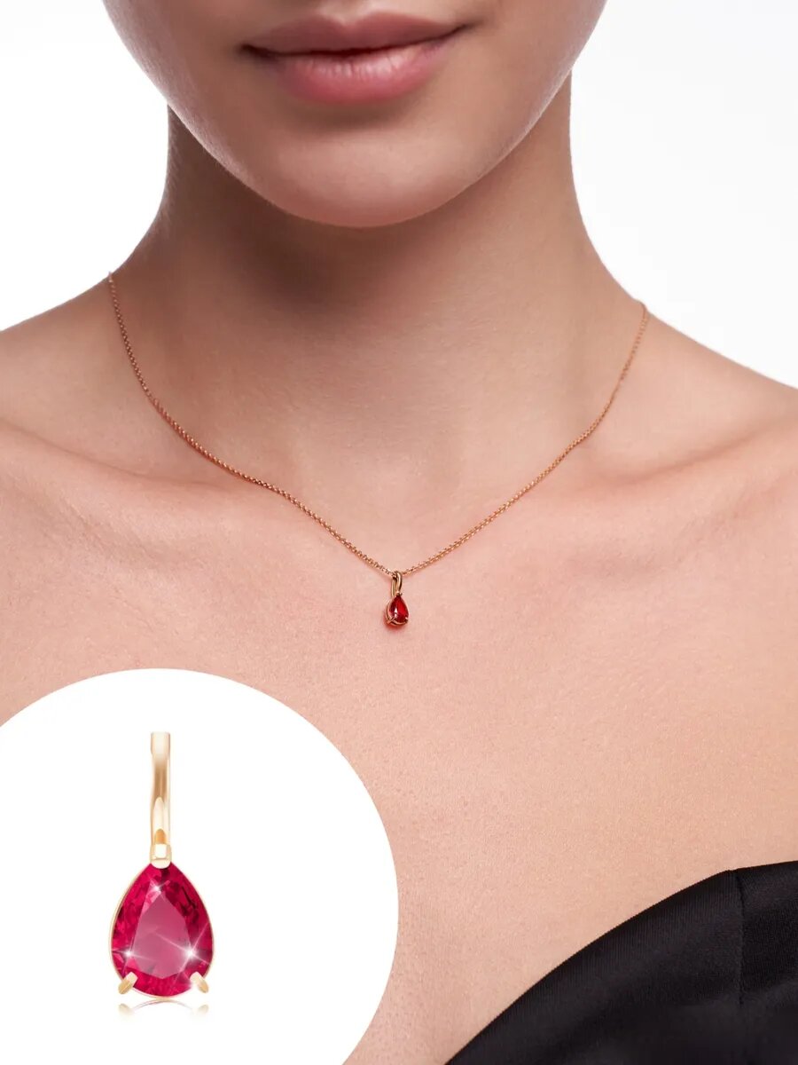 Подвеска, серебро, 925 проба, золочение, фианит