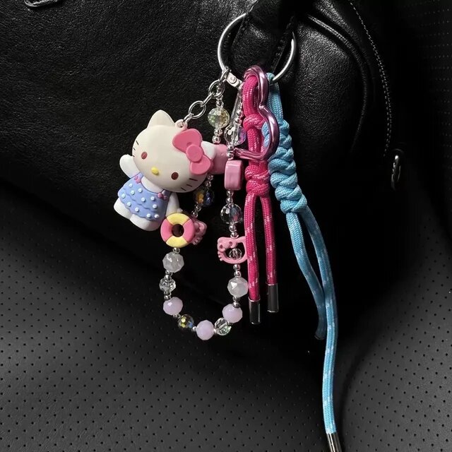 Подвеска Sanrio Y2K Hello Kitty, девчачья подвеска в форме сердца на сумку/рюкзак, винтажный аксессуар, подарок для девочек и женщин