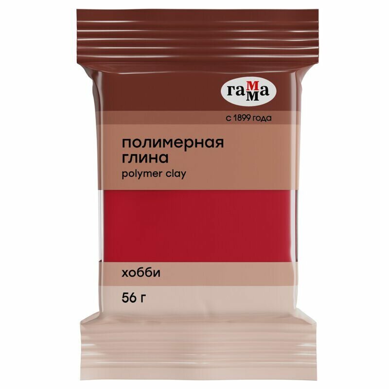 Полимерная глина Гамма "Хобби", яркий красный, 56г, 1463 305078