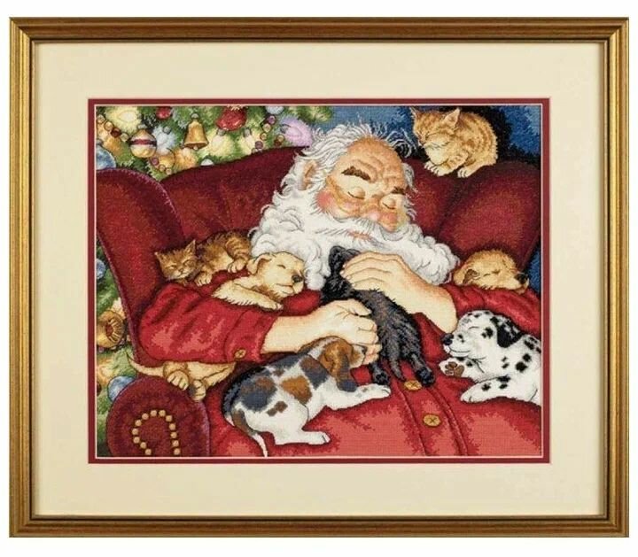 70-08836 Набор для вышивания крестом "Спящий Санта",38*30см, DIMENSIONS