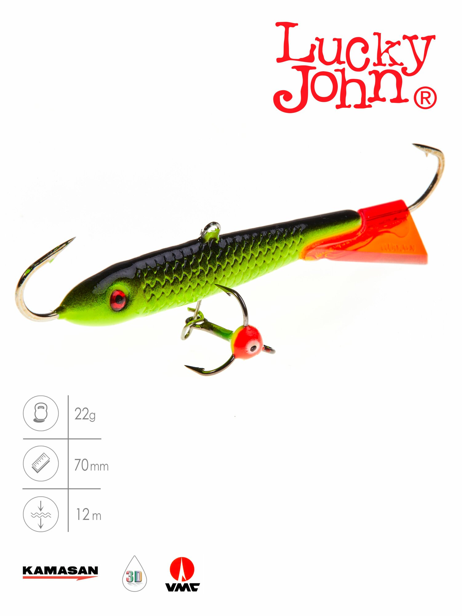 Балансир для зимней рыбалки Lucky John CLASSIC 7 с тройником, длина 70мм, 20г, цвет 31RT / Балансир Лаки Джон на окуня, судака, щуку