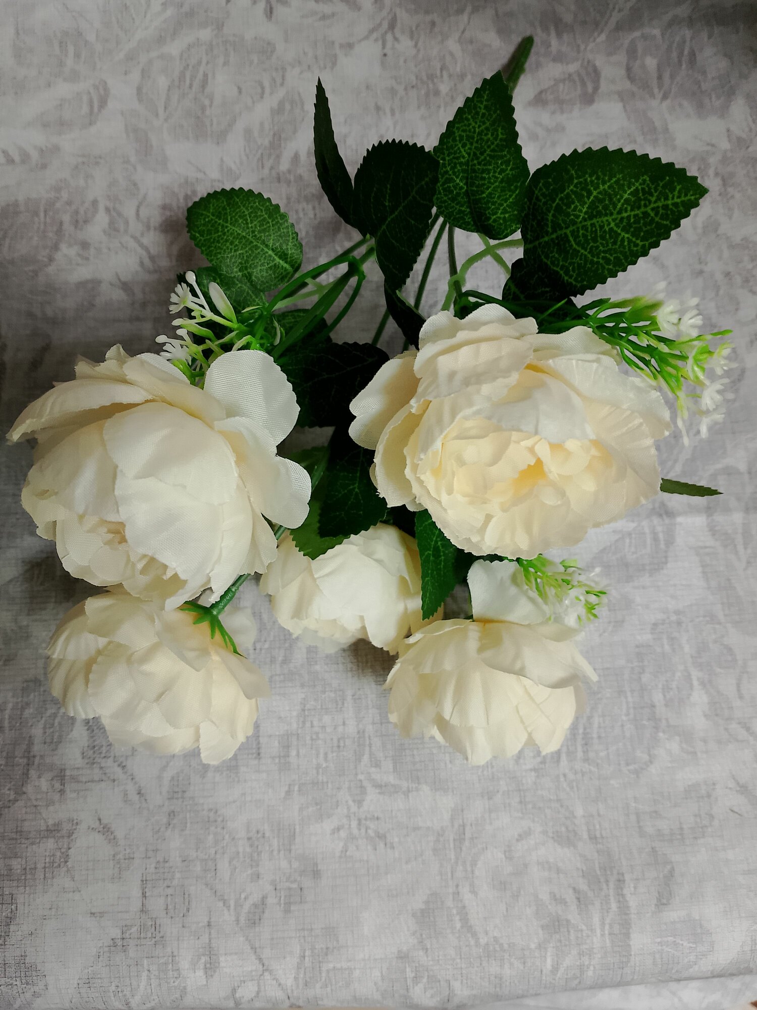 Искусственные цветы Букет пион 32 см. Цвет: молочный. Для интерьера.