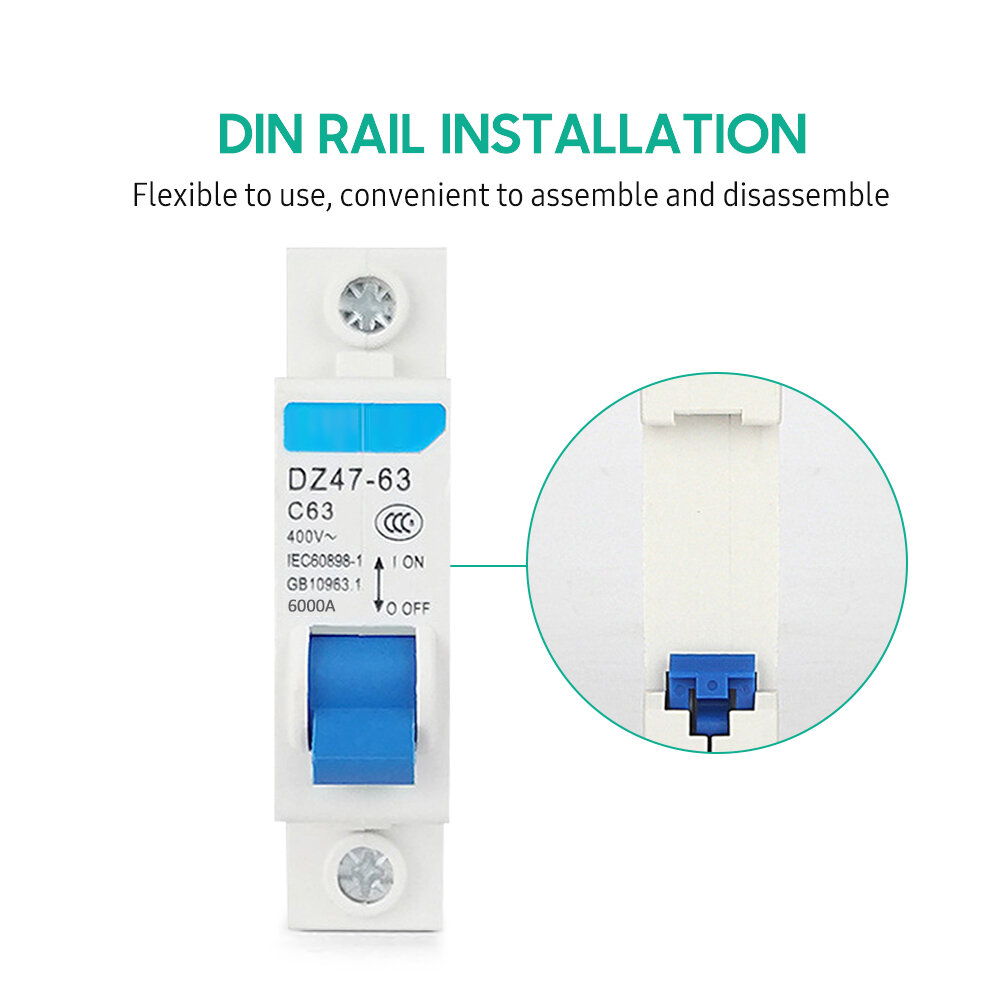 Автоматический выключатель УЗО 1P 400V DZ47-63 DIN рейка