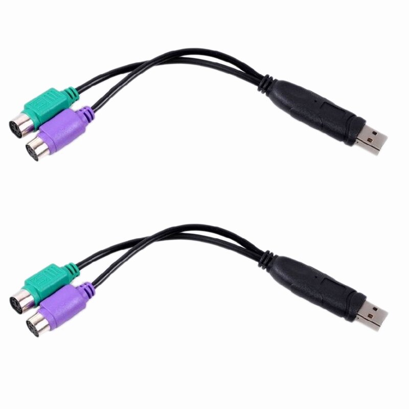 2PCS PS2 - USB адаптер кабель двойной PS2 мама - USB папа конвертер адаптер для ПК ноутбук мышь Keyd
