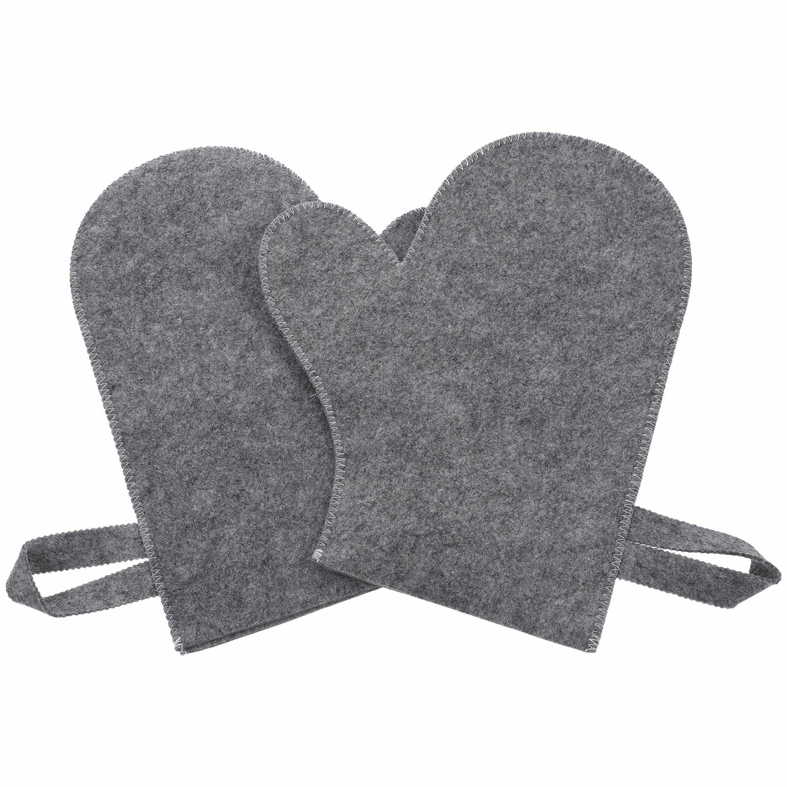 Двойной набор серых войлочных перчаток для глубокого очищения тела в бане