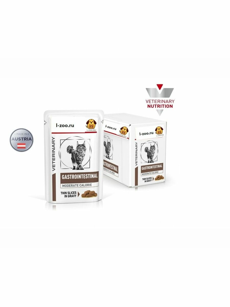 Gastrointestinal Moderate Calorie (в соусе) 12шт х 85 г. Корм консервированный диетический для кошек с нарушениями пищеварения.