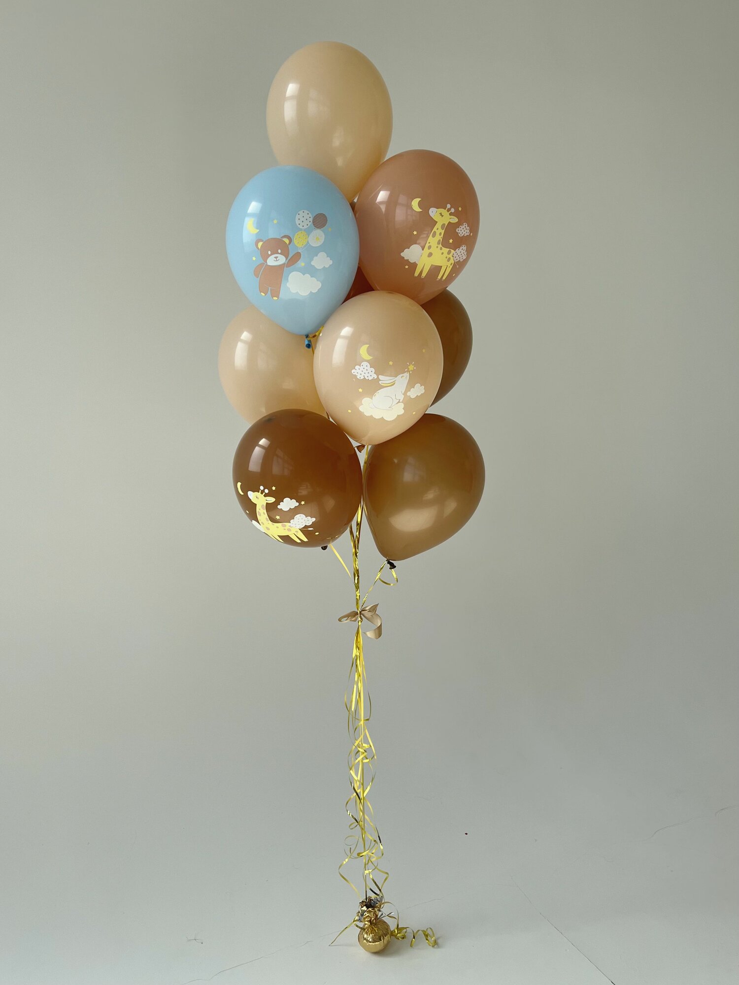 Воздушные шары с гелием надутые в фонтан из латексных шаров "Детский", 9 шт