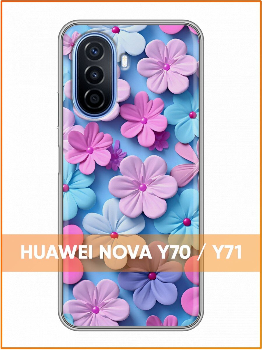Чехол для Huawei nova Y70, Huawei nova Y71 с принтом для женщин с цветочками (Хуавей Нова У70, Хуавей Нова У71)