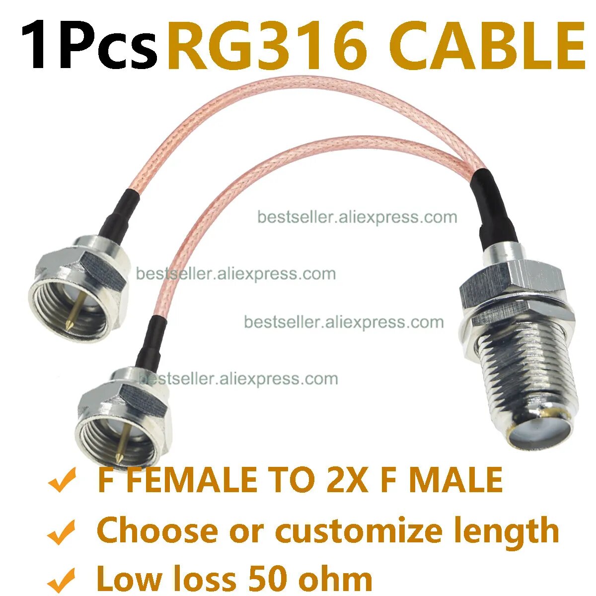 Коаксиальный разветвитель RG316 F «мама» на 2X F «папа» 20CM