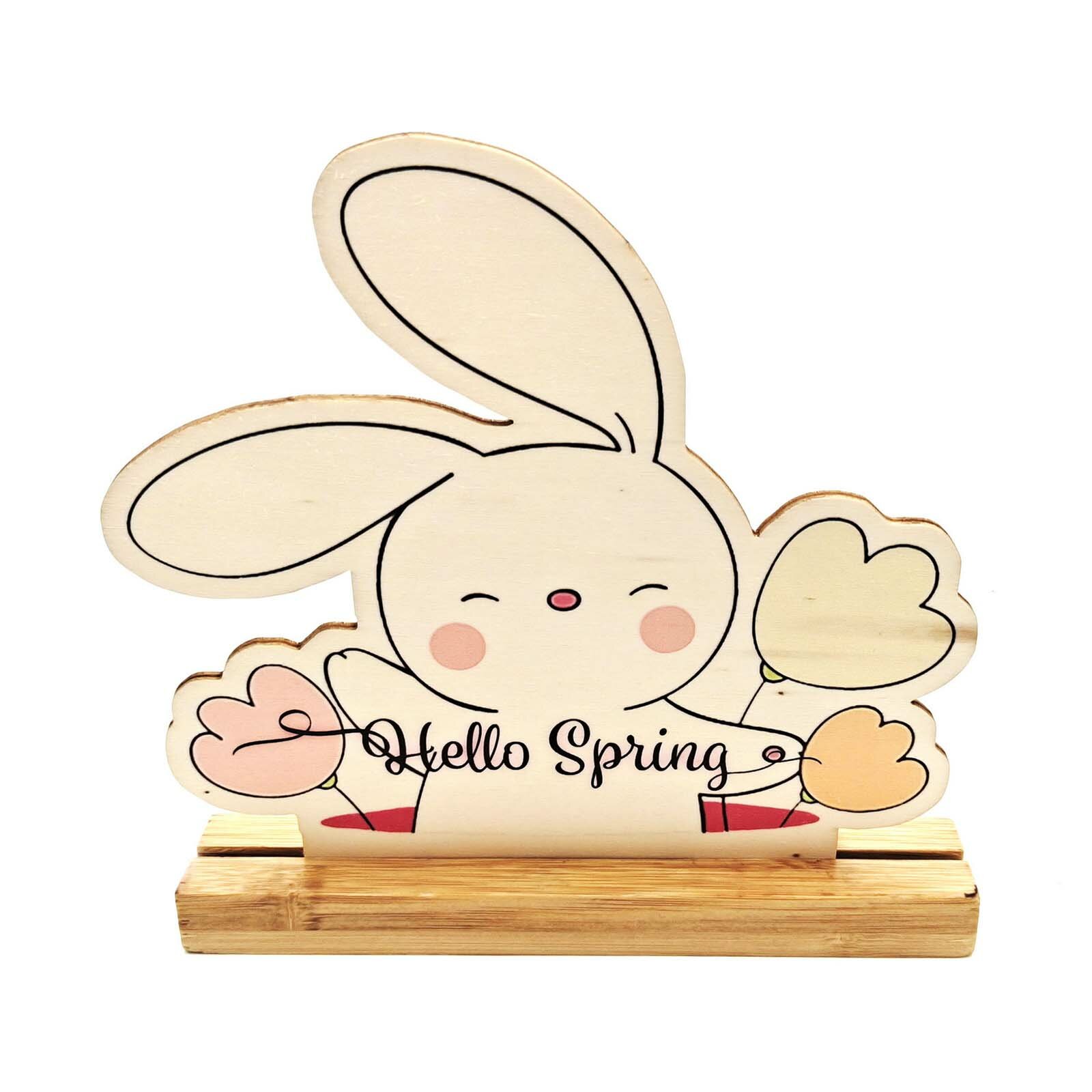 Окрашенный деревянный пасхальный гноме настольный орнамент Симпатичный декор кролика счастливые пасхальные поставки.