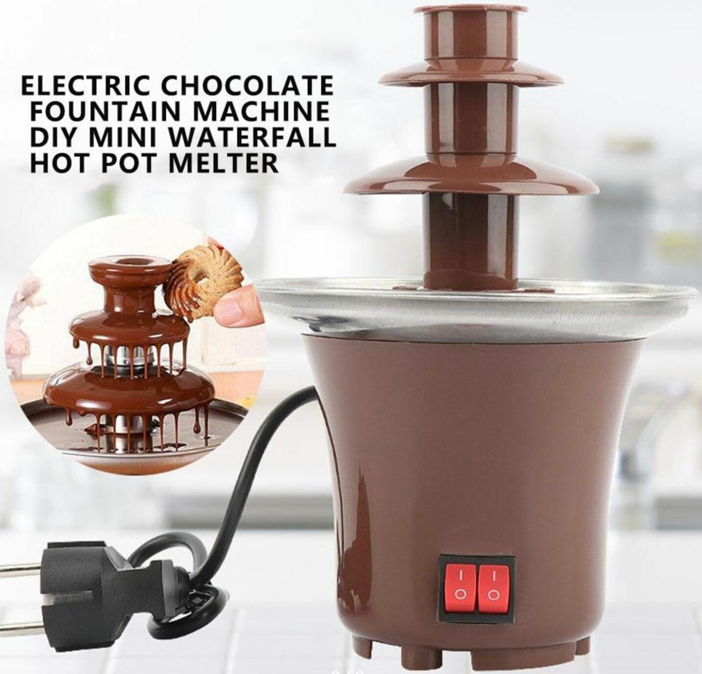 Шоколадный фонтан для фондю, настольный, 210х145 мм, коричневый
