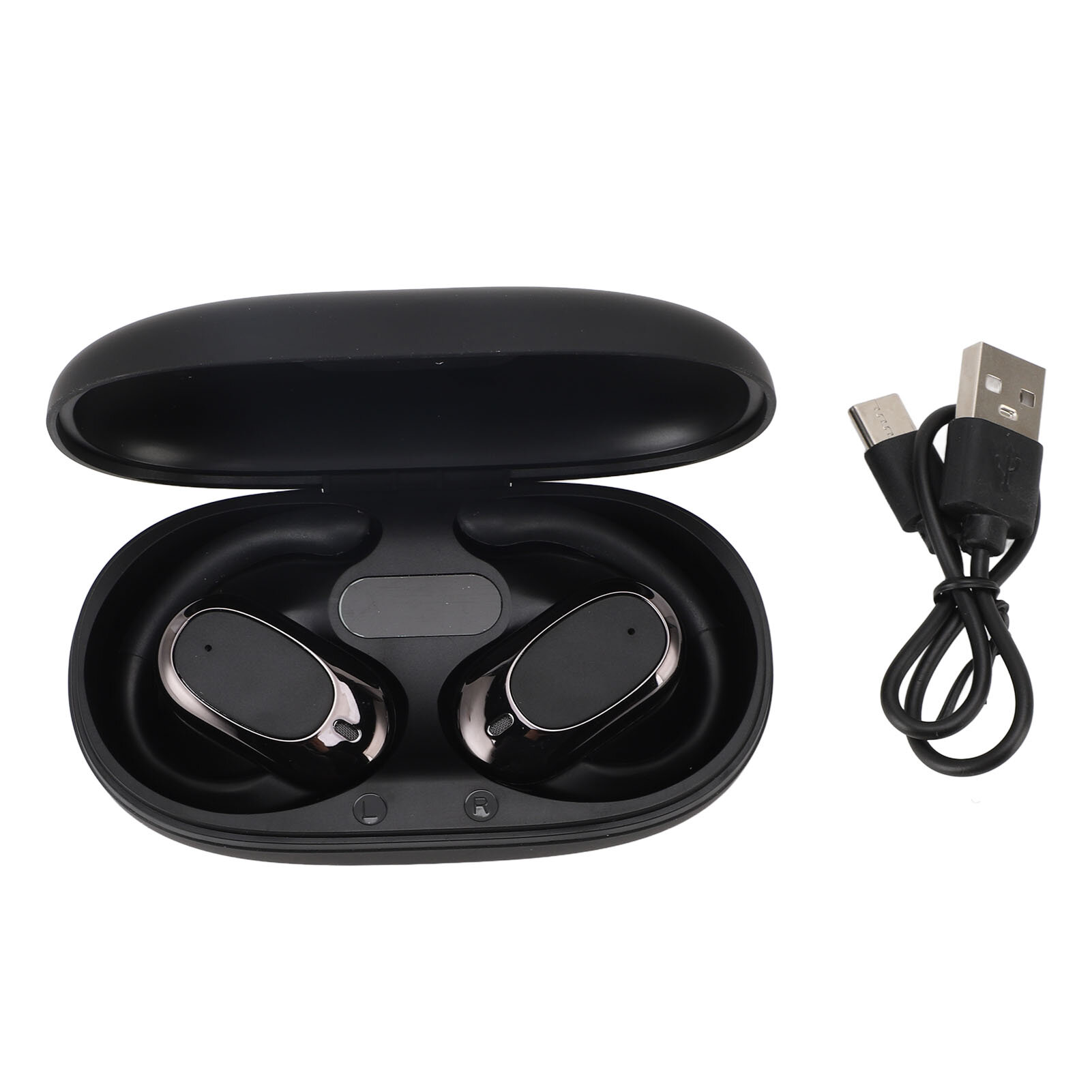 Language Translator Earbuds 144 Languages Real Time Bluetooth Wireless Noise Cancelling Over Ear Translation Device for Travel Black