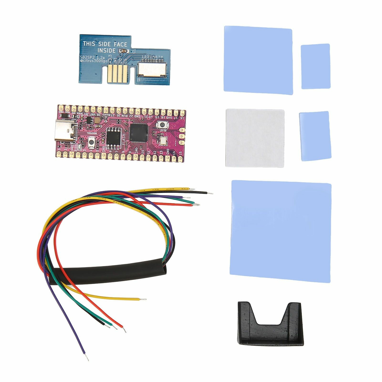 Гибкая плата микроконтроллера для RPi Pico, двухъядерный процессор 264 КБ ARM Cortex M0 + с адаптером SD2SP2 SDLoad SDL, синий