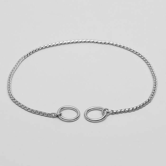 Ошейник - удавка "Кобра", 50 см, толщина цепочки 4 мм, серебристый