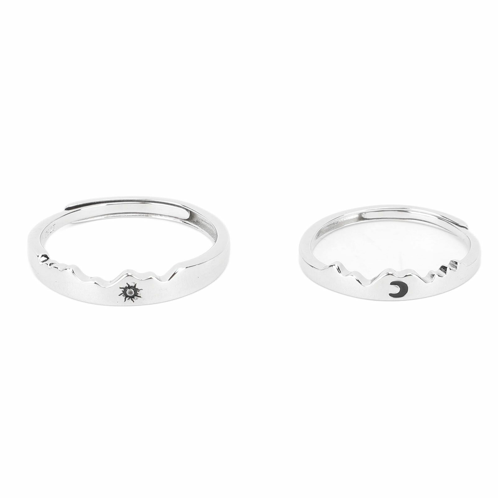 S925 Серебряные кольца для пар с гравировкой Солнца и Луны, гипоаллергенные регулируемые одинаковые кольца для пар на свадьбу