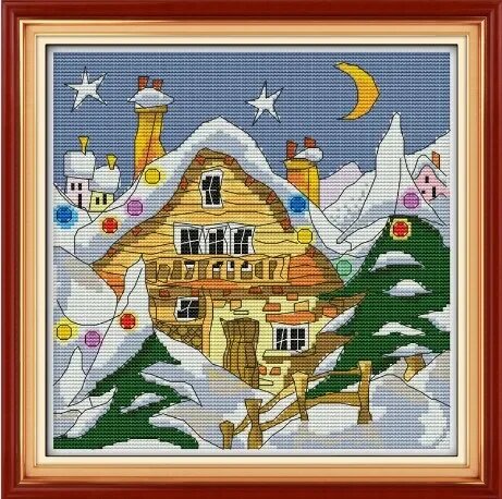 Набор для вышивки крестом Caroon Snow City 14ct 11ct, холст с графическим принтом, набор нескольких картин, вышивка, сделай сам, рукоделие ручной работы плюс